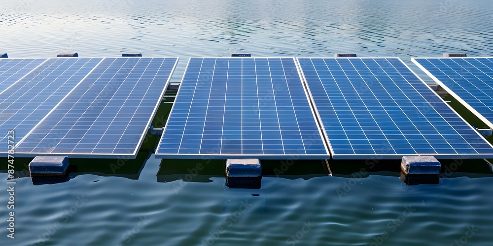 Installation of Floating Solar Panels in a Lake for Renewable Energy ...