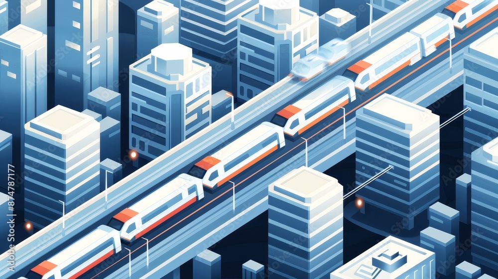 Dynamic cityscape with various modes of transport, highlighting ...