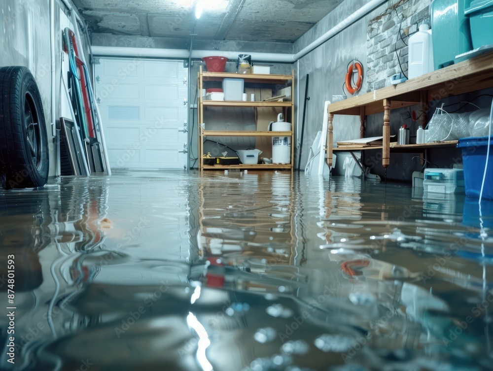 Removing water from flooded basement due to snowmelt or pipe burst ...