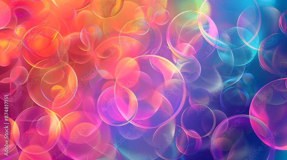 A Vibrant Abstract Background With A Dynamic Array Of Overlapping Circles In Various Sizes And