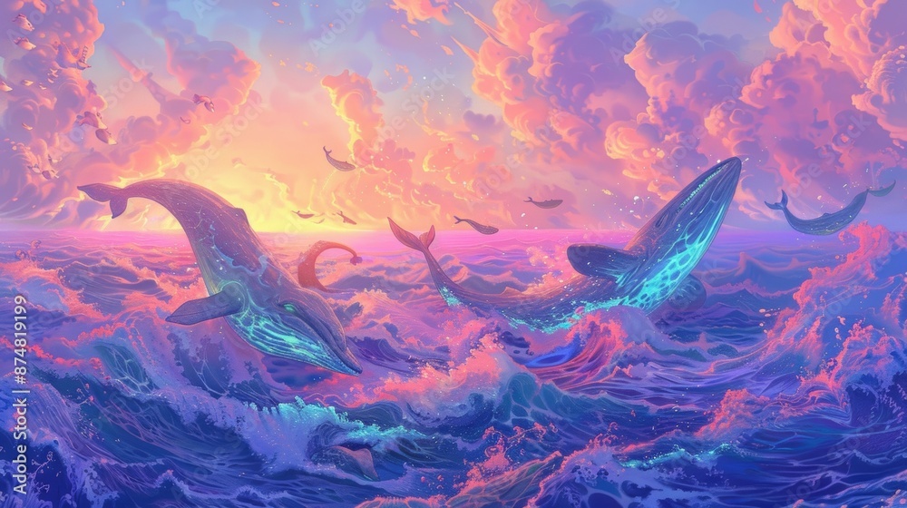 Giant pastelcolored sea creatures with impossibly long necks and tails ...
