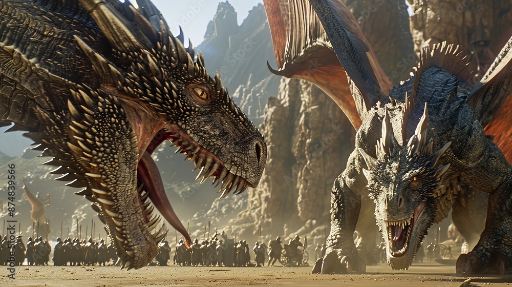 In an epic showdown, a three-headed dragon and a two-headed dragon ...