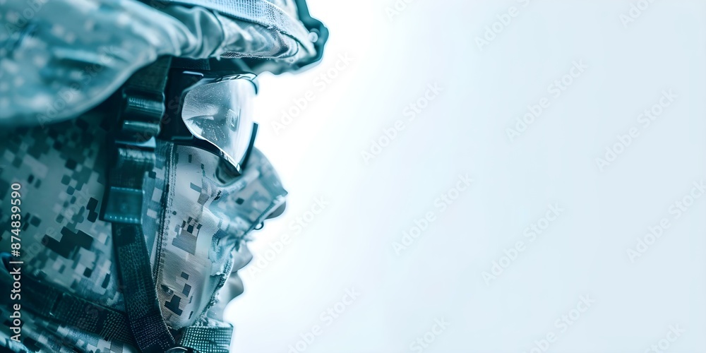 Earth in military operations double exposure on white background ...