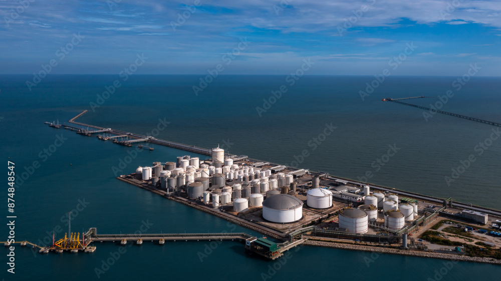 Aerial view oil and gas depot industrial facility for storage logistic ...