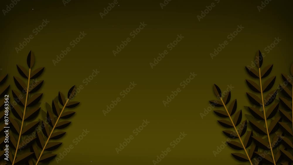 2D cartoon leave branch stem animation sway in wind with nighttime ...