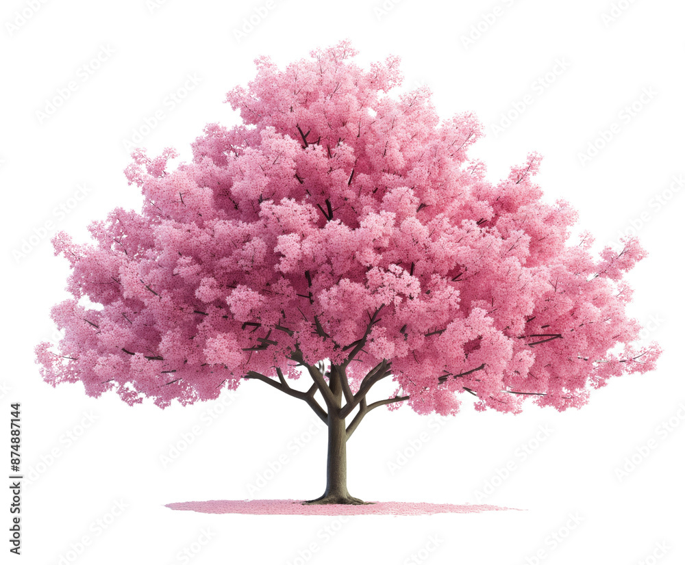 Beautiful image of a blooming pink cherry blossom tree isolated on a ...