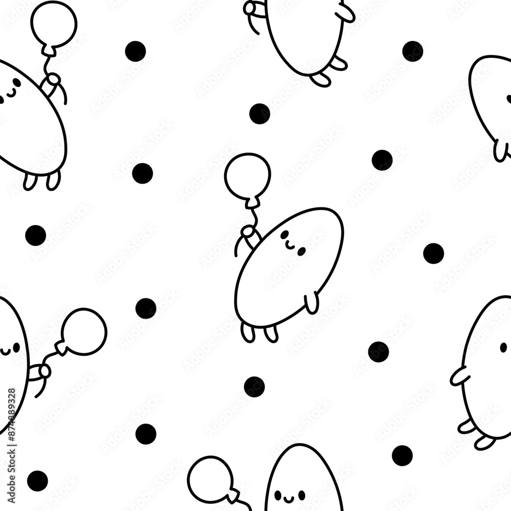 Vetor de Funny bread characters. Seamless pattern. Coloring Page. Cute ...