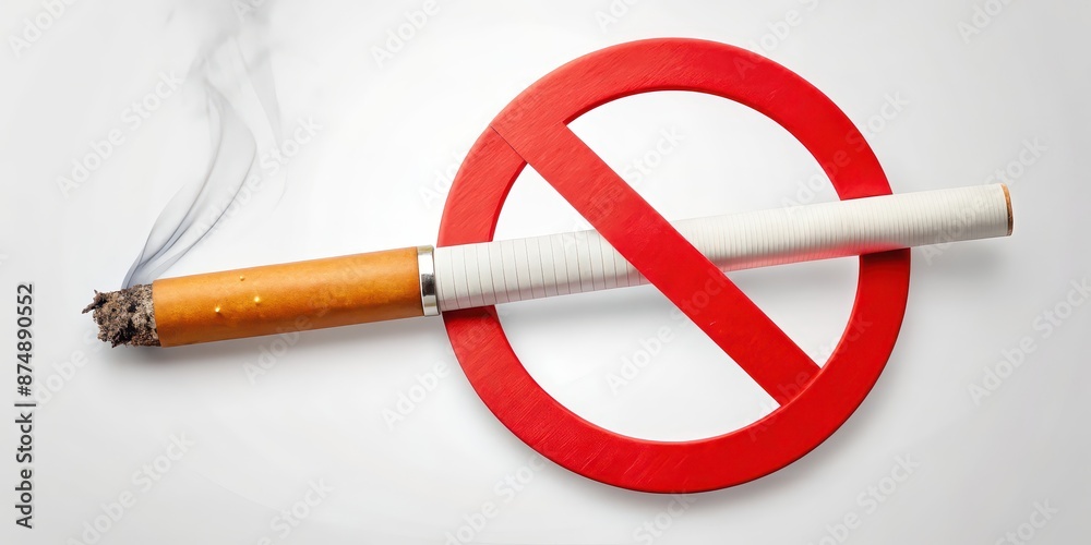 No smoking sign with crossed out cigarette, symbol for smoking ...