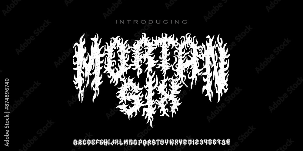 Dark Lettering tattoo vector type font in bloody style. Grunge type ...