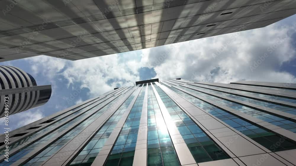 Building sky cloud white color top view skyscraper modern window ...