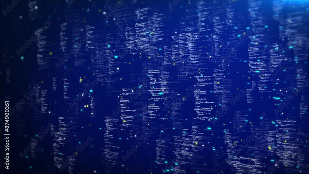 Abstract Wave AI Data flow motion surfaces lines deep learning background. artificial ...