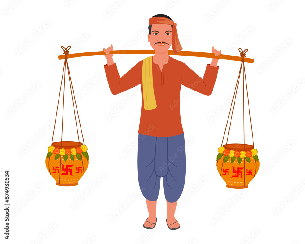 Kanvar Yatra the devotees pilgrims carry the Kanvar on both their ...