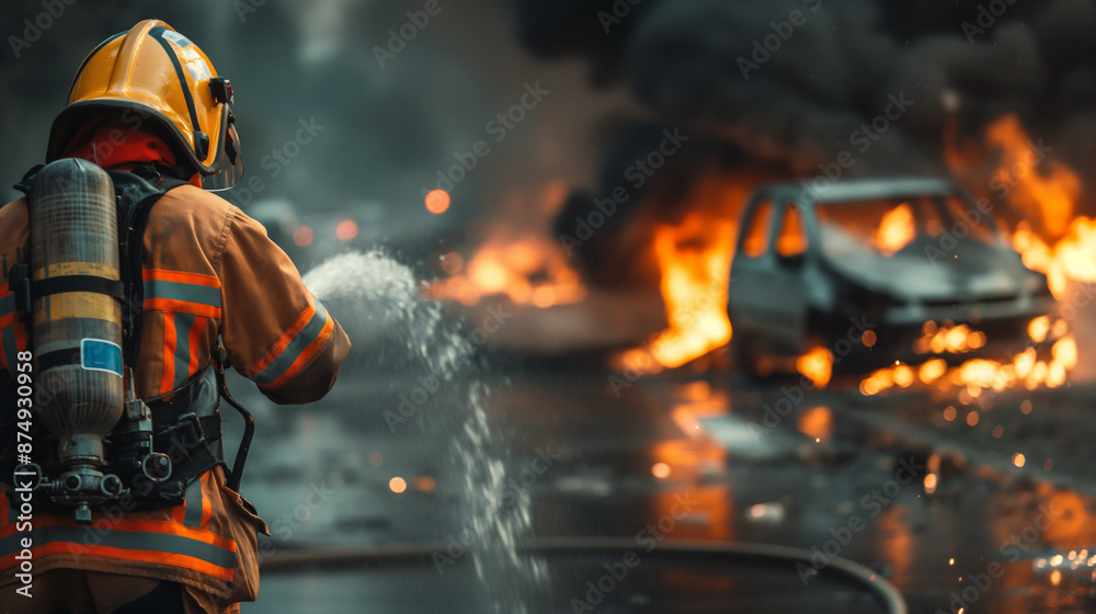 Firefighter extinguishes car fires during road trips Concepts for ...