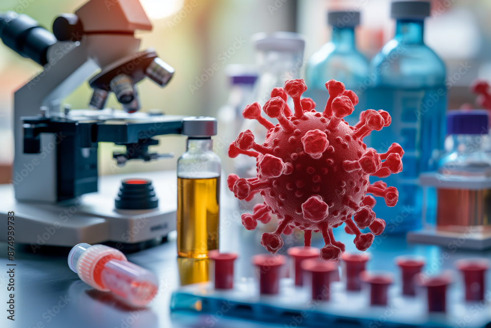 COVID-19 vaccine laboratory equipment Placed on biological blood vessel ...