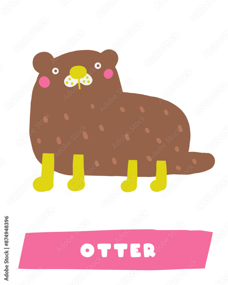 Learn swamp nature flashcard. Learning English words for kids. Cute hand drawn doodle ...