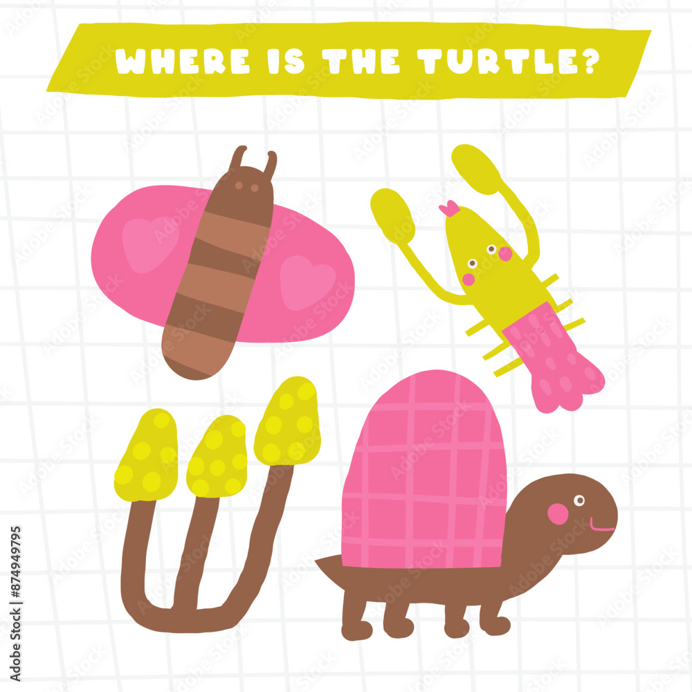 Learn swamp nature game for kids. Cute hand drawn doodle funny ...