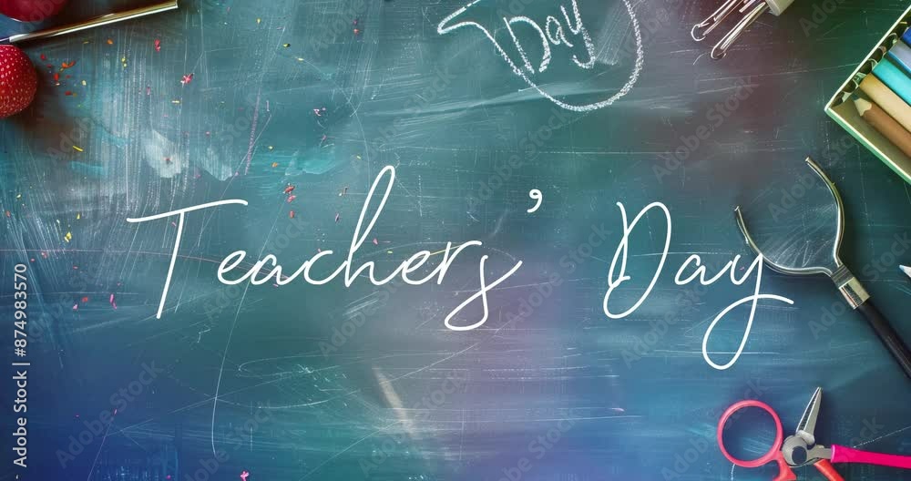 Create a heartfelt copy space background for Teachers' Day, featuring ...