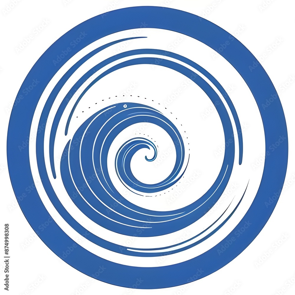 a circular vector logo featuring an ocean wave, sea, water, splash, rip ...