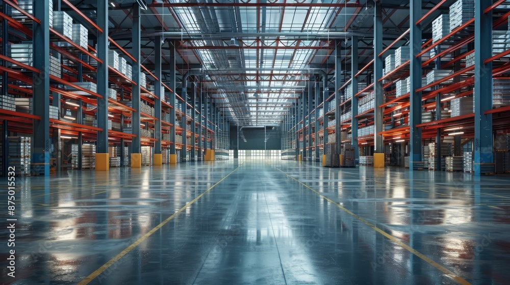 A warehouse equipped with high-tech shelving systems and automated ...