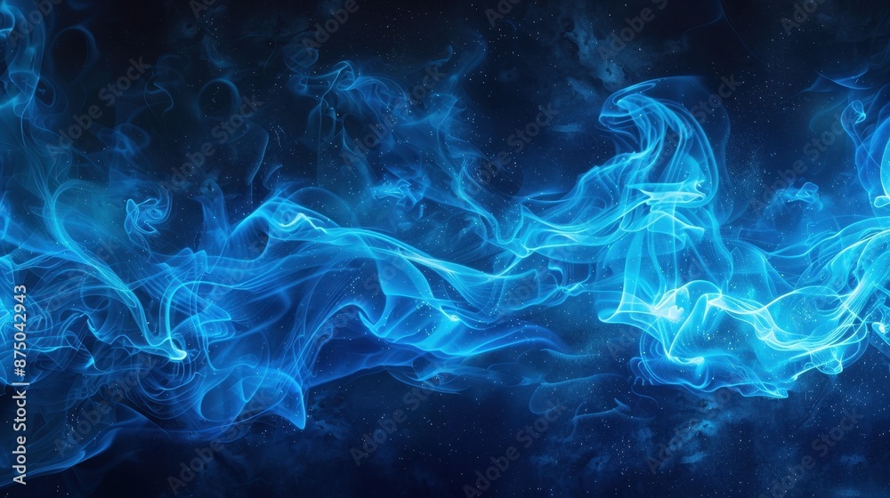Ethereal blue fire flames on a dark background, adding a supernatural ...
