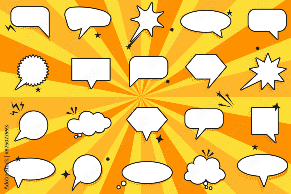 Cartoon comic speech bubble collection. Set of comic speech bubble with ...