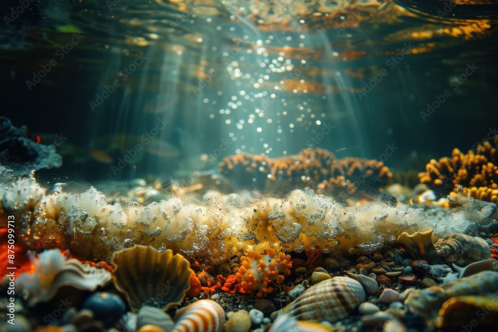 Ocean acidification impacting marine ecosystems. Underwater pH ...