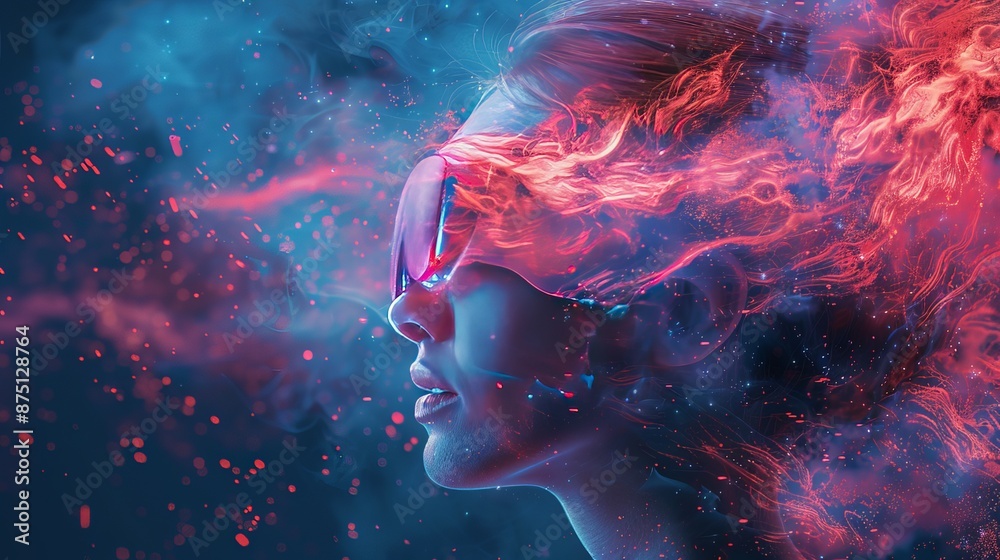 Abstract visualization of a digital artist exploring virtual reality ...