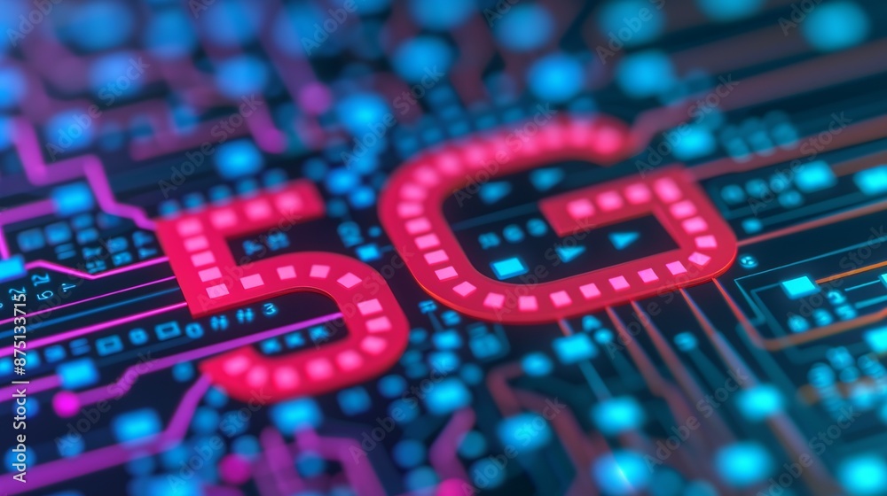 Futuristic 5G communication illustration with high-speed data transfer ...
