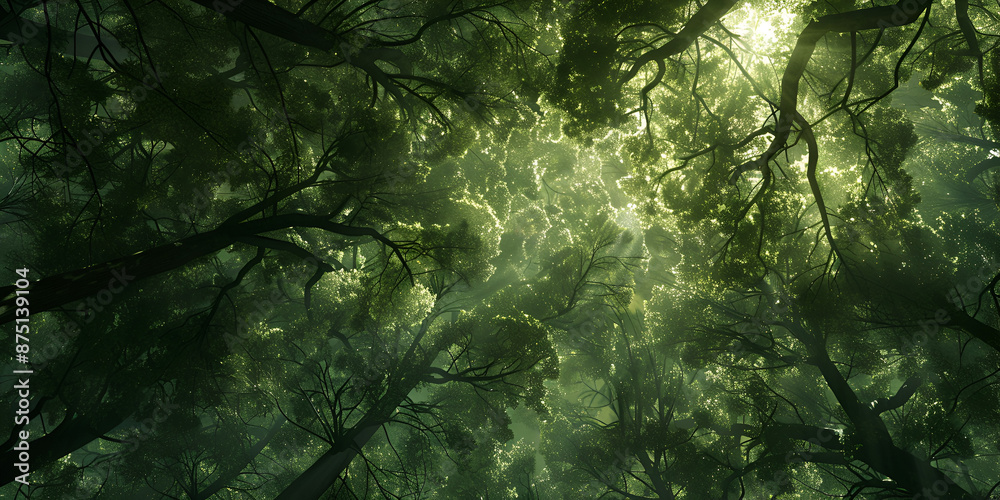 sun rays through trees.,Inside Forest Photos,Lush green forest canopy ...