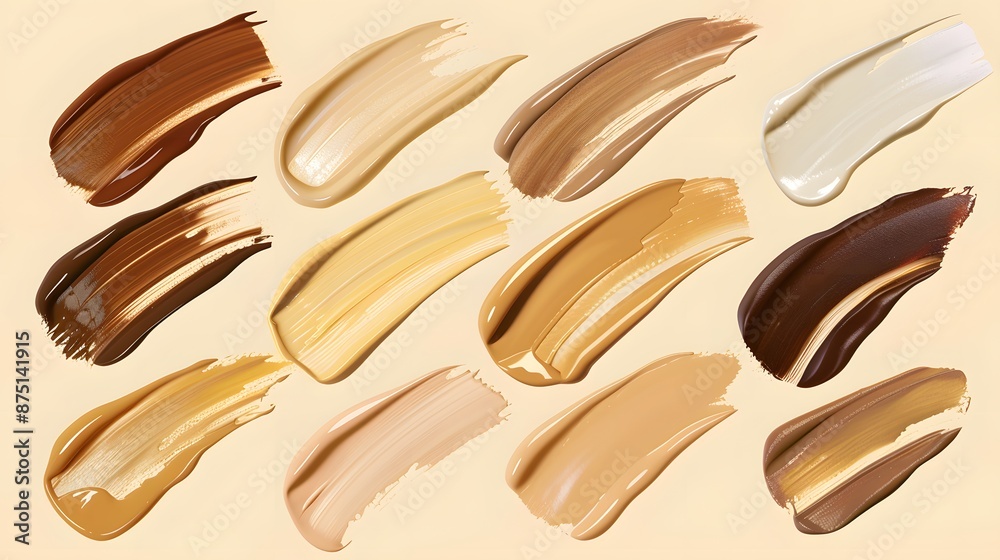 foundation samples stroke. color smears, different skin tones.Face ...