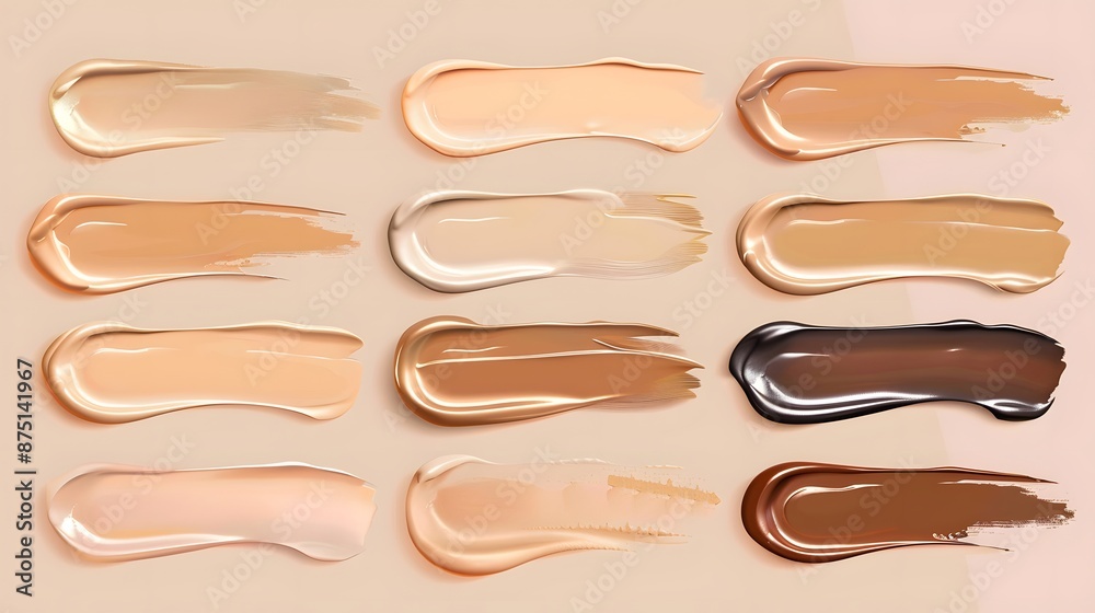 foundation samples stroke. color smears, different skin tones.Face ...