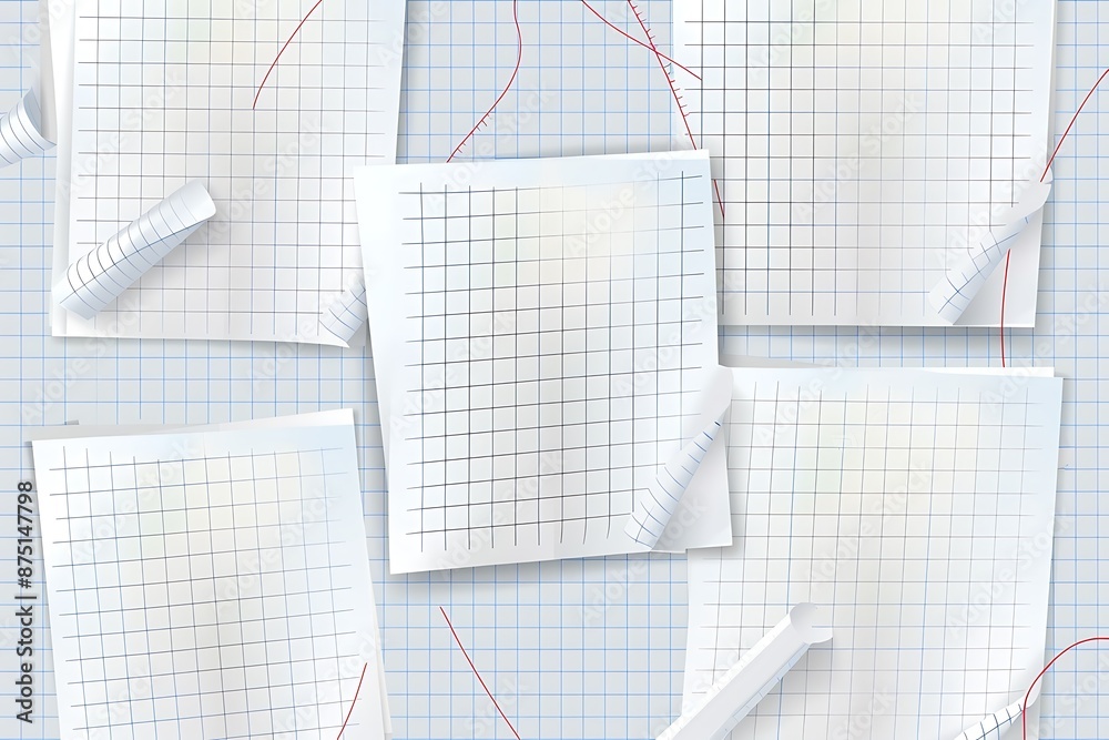 High-resolution vector illustration of realistic square lined paper ...