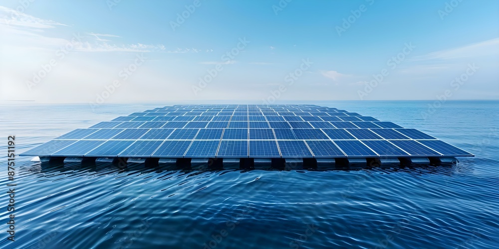 Installation of Floating Solar Panels in a Lake for Renewable Energy Generation. Concept Solar ...