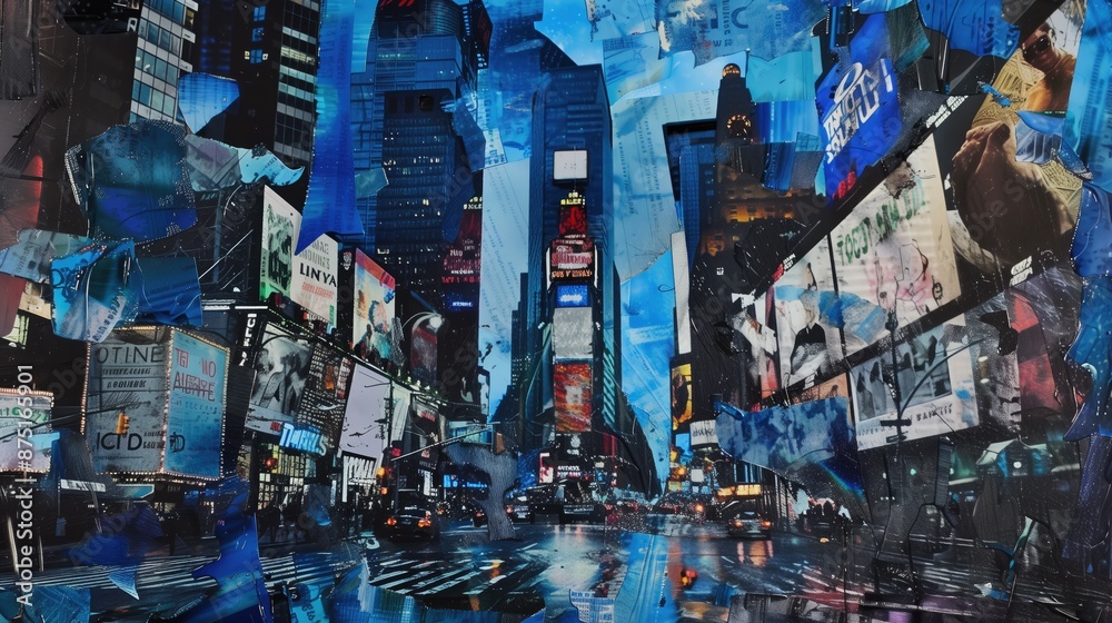 Artistic representation of New York City's Times Square at night using ...