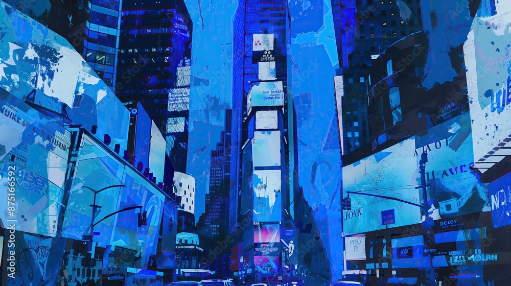 Artistic representation of New York City's Times Square at night using ...