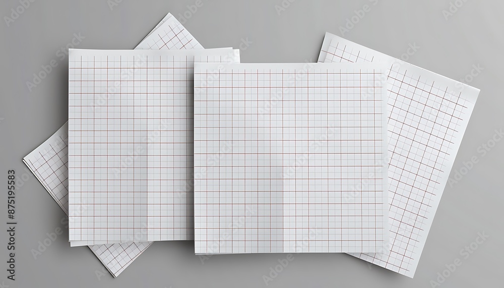 Detailed vector illustration of realistic square, lined paper blank ...