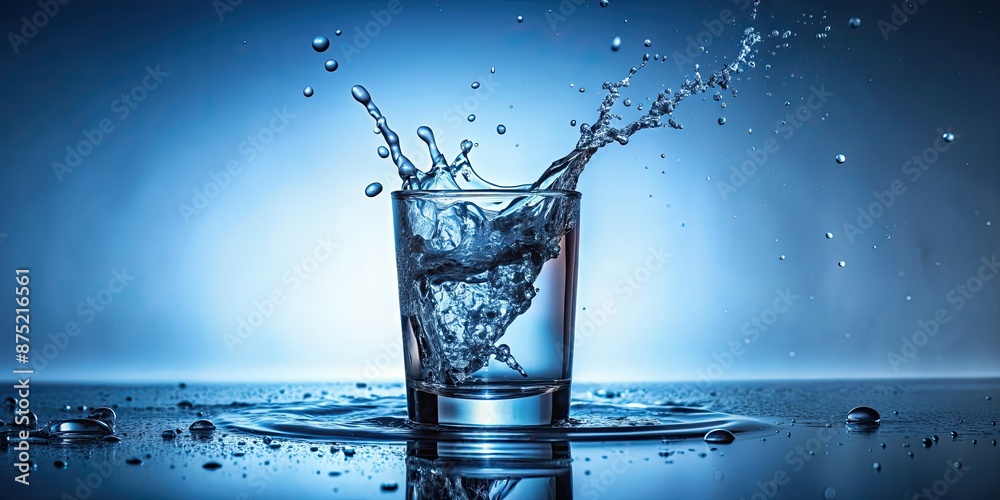 Water splashing into glass, water, glass, splash, liquid, refreshment ...