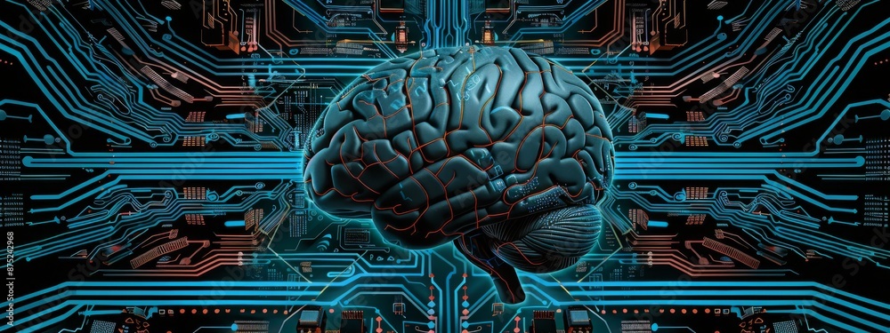 Neuromorphic Computing Concept Brain And Microchip Integration