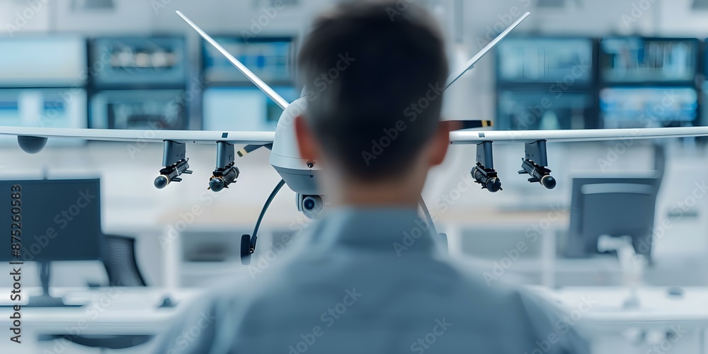 Engineer tests military drone in lab showcasing AI innovation in ...