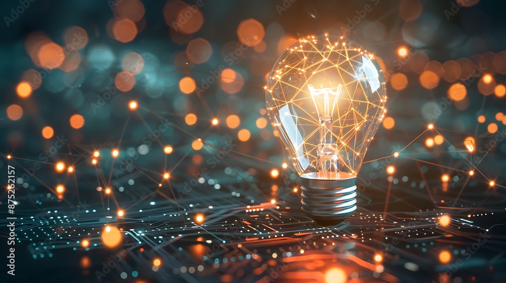 Lifi light bulb using high speed digital internet connection symbol for ...