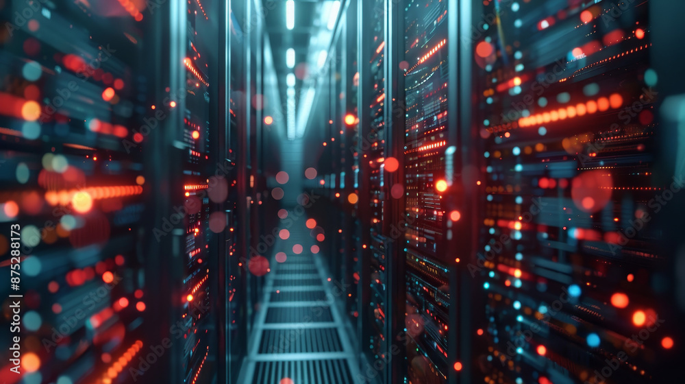 Abstract Data Center: Visual representation of a futuristic data center ...