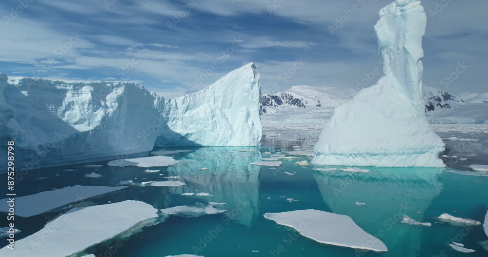 Climate change in Antarctica, melting icebergs drift crystal polar ...