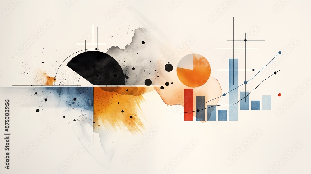 watercolor painting of financial planning, hand-drawn style, abstract ...