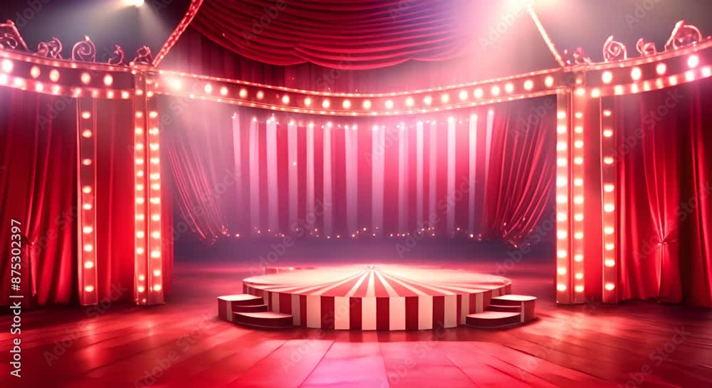 Circus stage podium background carnival light red seamless looping ...