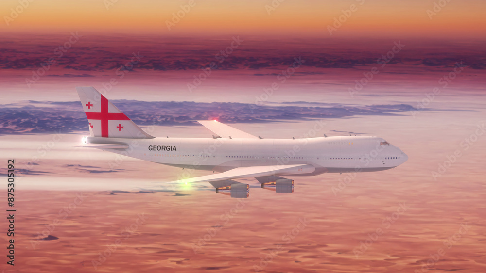 Commercial Airliner Passanger Plane Jumbo Jet Flying over Desert at ...