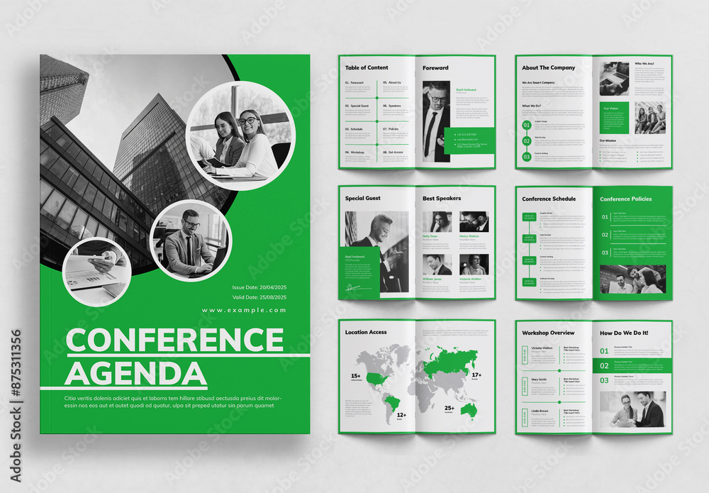 Conference Agenda Template Brochure Layout Design Stock Template ...
