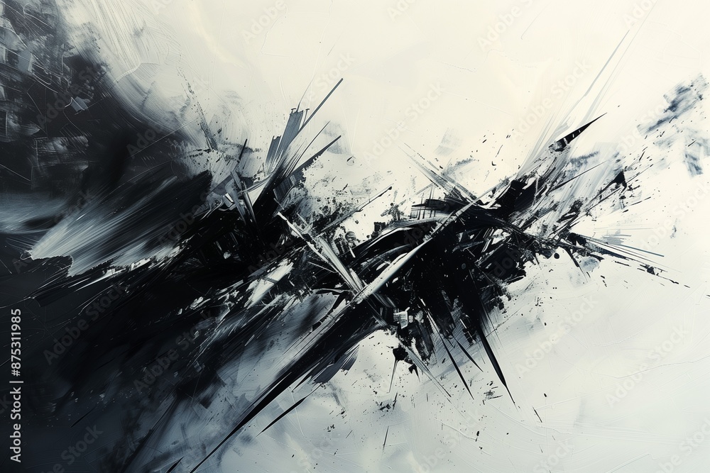 High-definition abstract art with a mixture of sharp, angular shapes ...