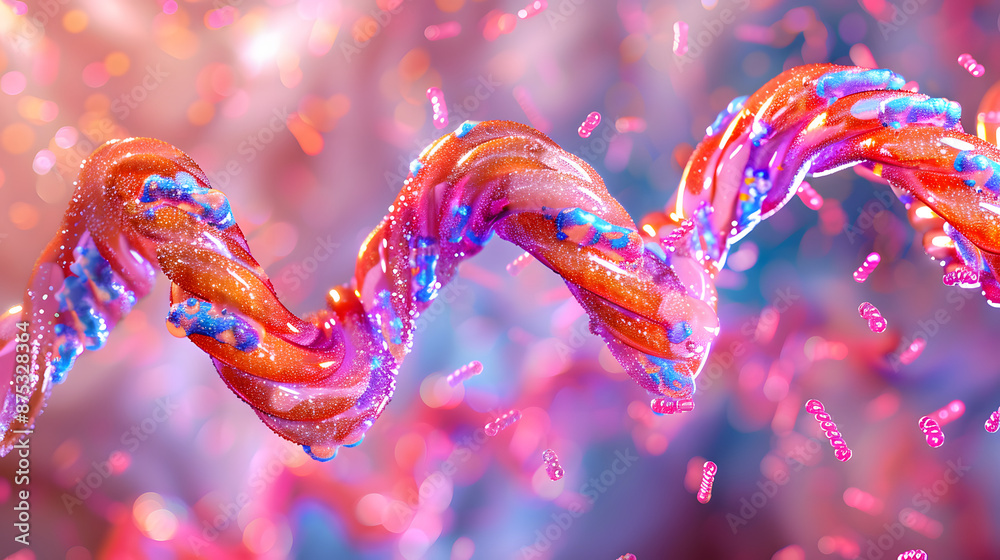 Triple-helical structure of collagen molecule, key skin protein. Amino ...