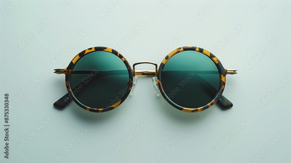 Stylish sunglasses photographed from above on a light background. Ideal ...