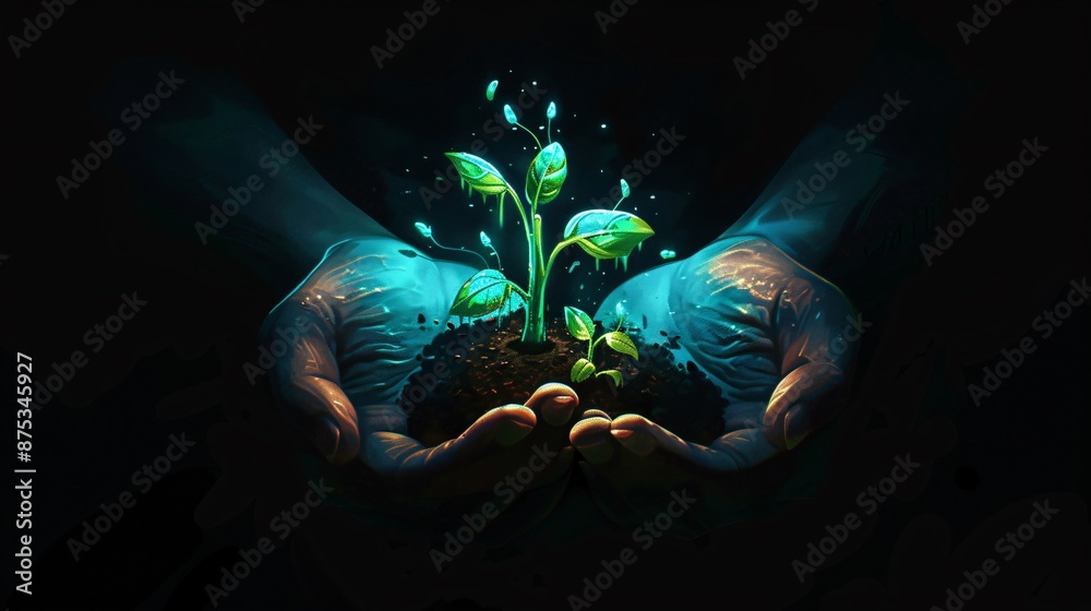 ภาพประกอบสต็อก Planting skill in an RPG game, fantasy style, featuring ...